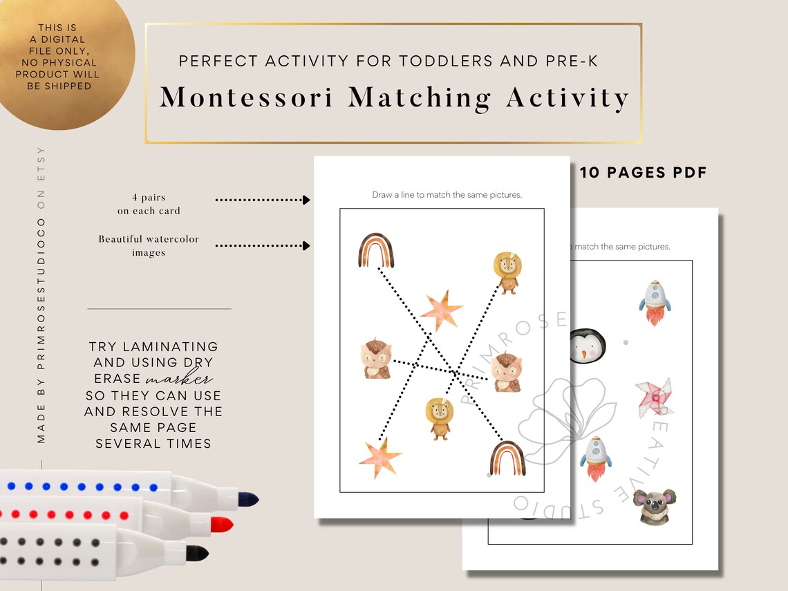 Montessori Printable Activity Matching Game Activity for - Etsy