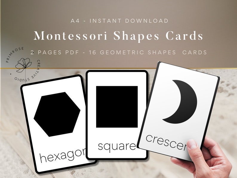 Digital Geometric Shapes Flash Cards Montessori Shapes - Etsy