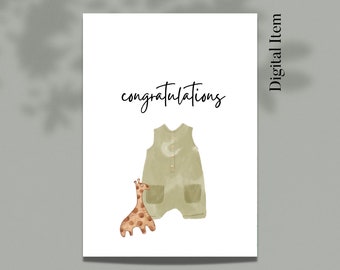 Congratulations Cards Digital Printable Download Newborn | Etsy
