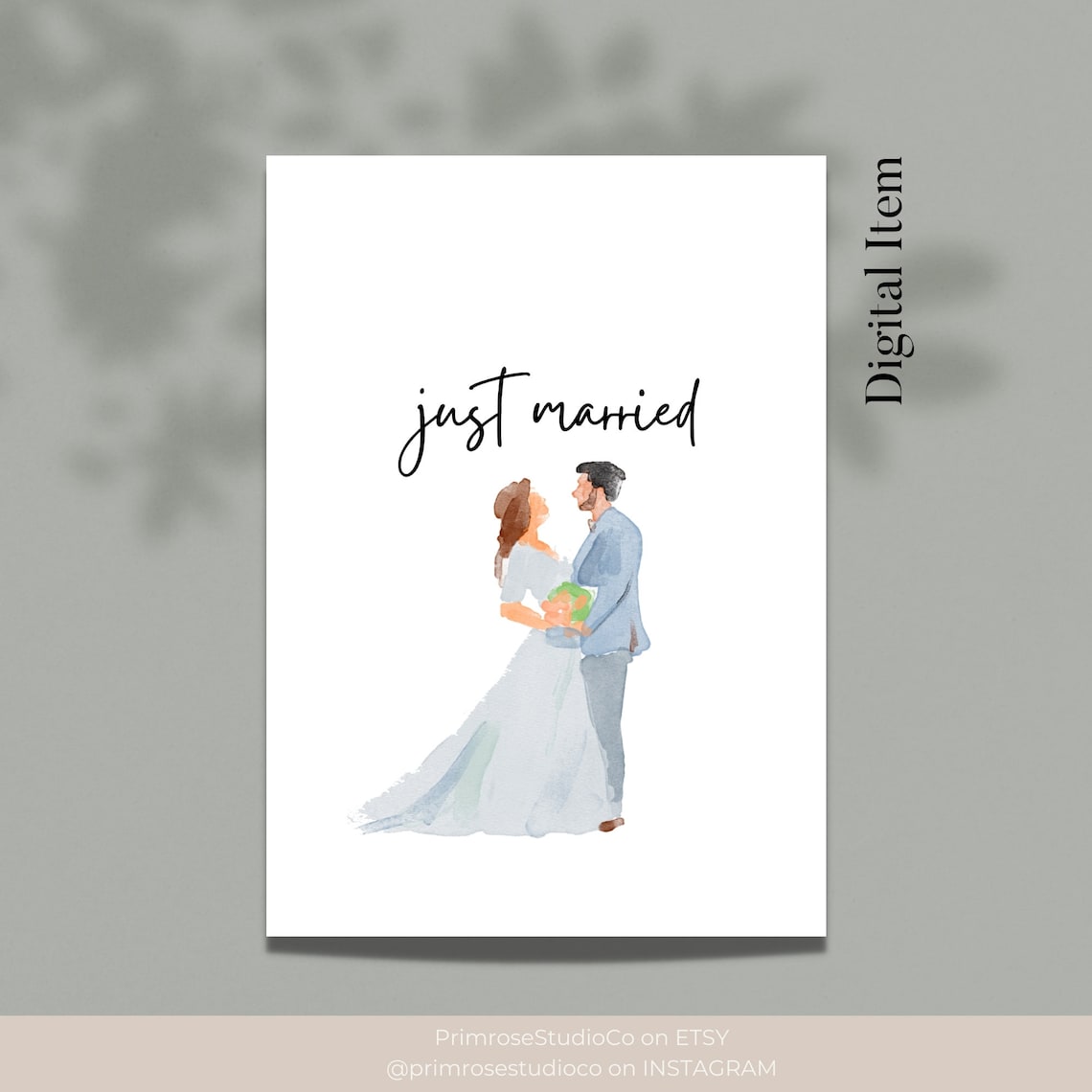 Just Married Card Digital Printable Download Wedding Card - Etsy