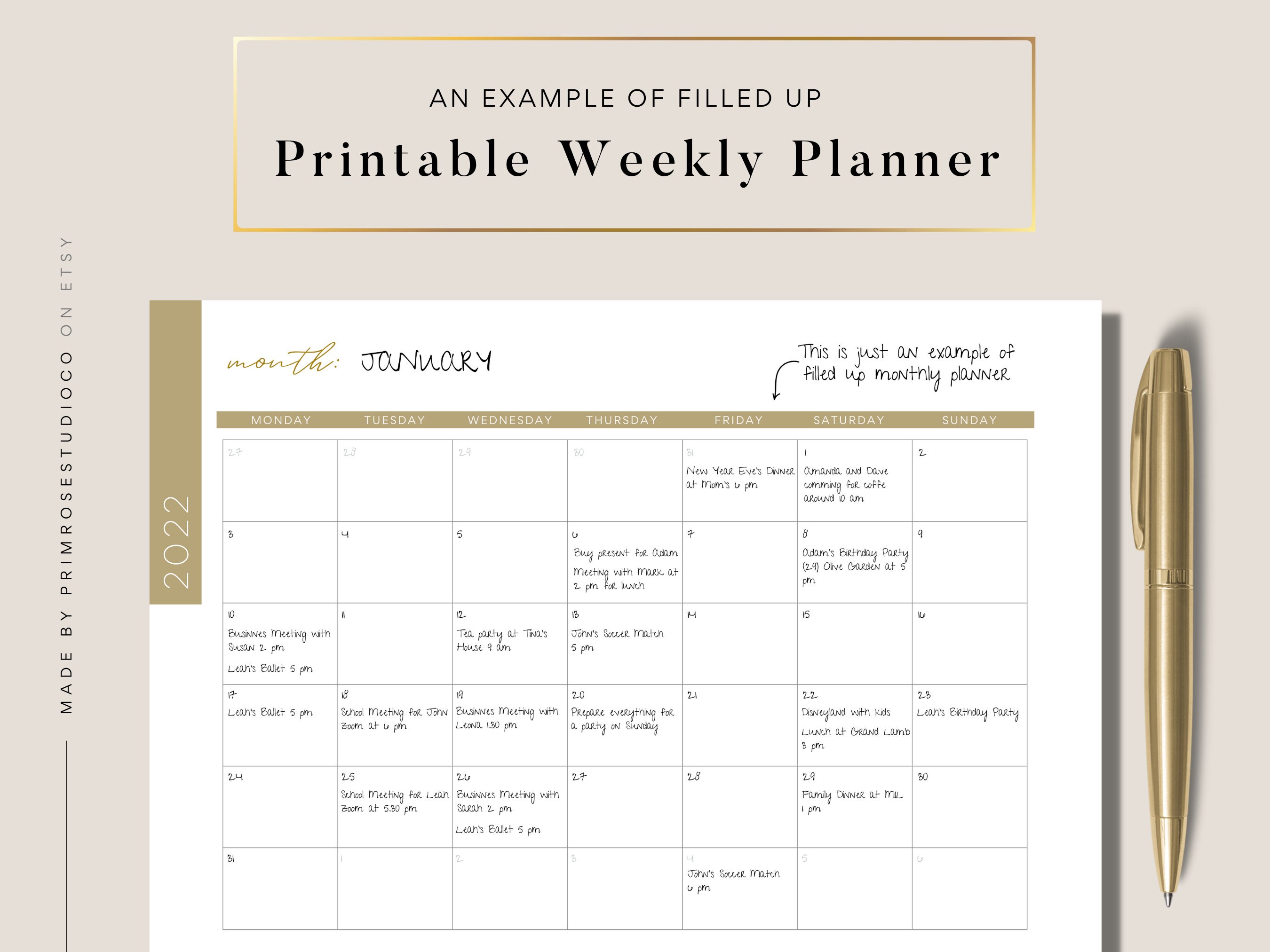 Printable Blank Monthly Planner 2022 Monthly Calendar - Etsy