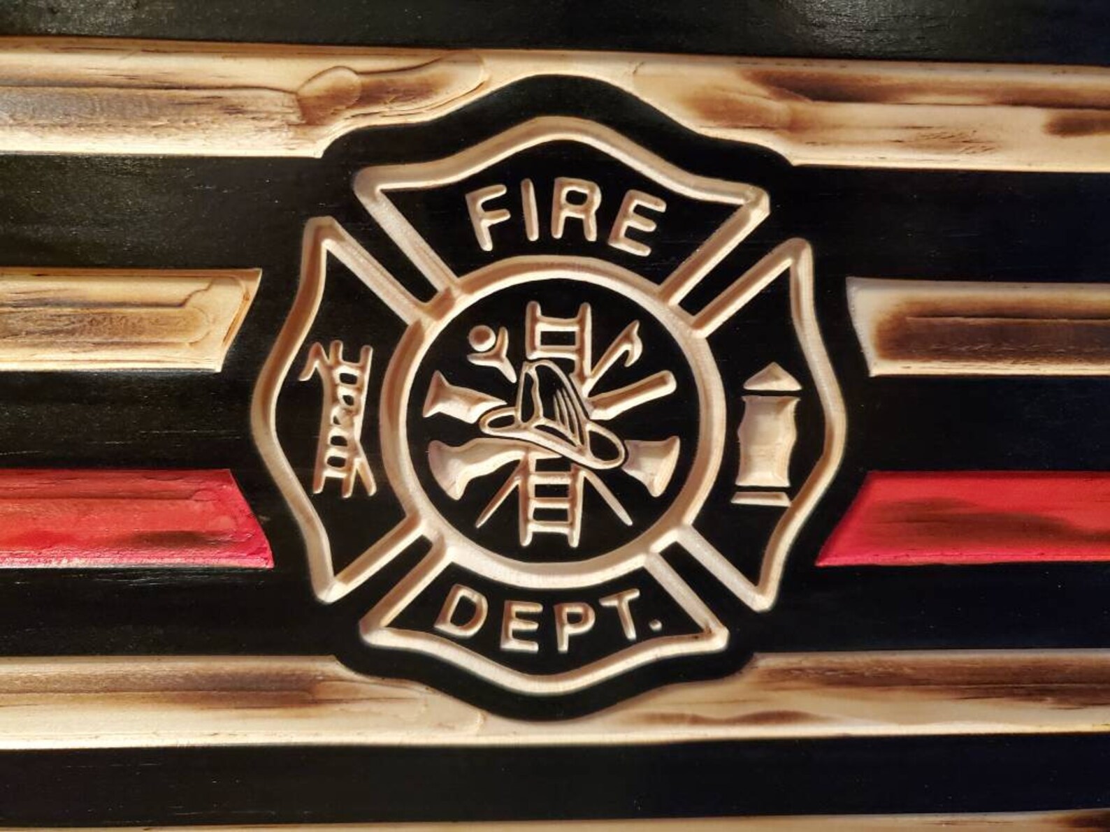 Firemans Flag Wooden Etched. Maltese Cross. - Etsy