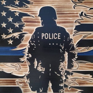Thin Blue Line Rustic Tattered Police Flag. 11.25 X 21 Back the Blue ...