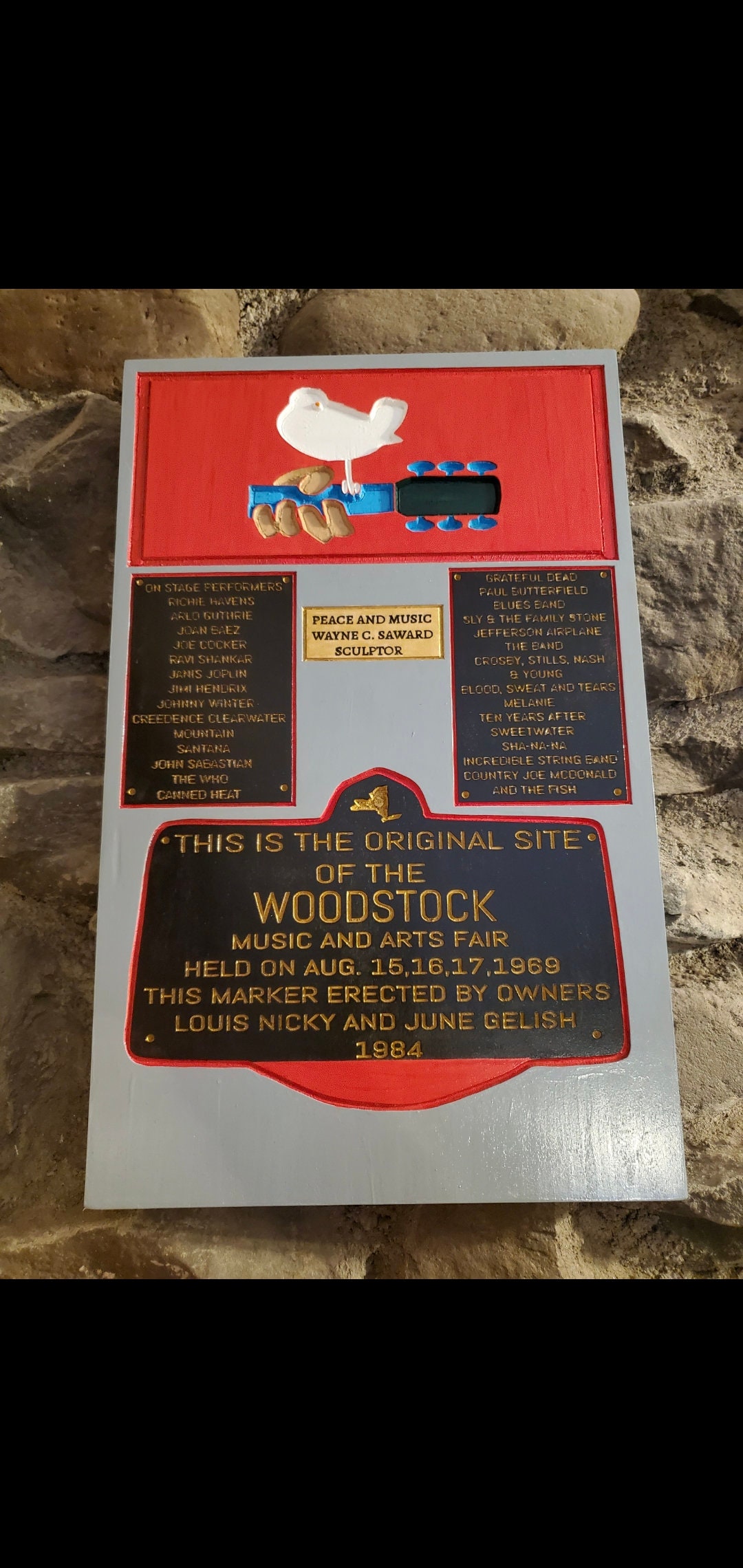 Woodstock Monument Marker Replica Plaque. Bethel Woods. August 1969 ...