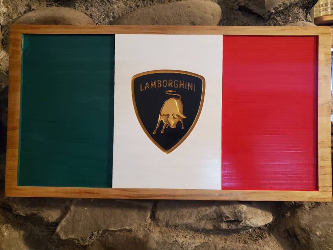 Lamborghini Italian Car Flag Wooden Etched. Sportscar Flag. Luxury Cars ...