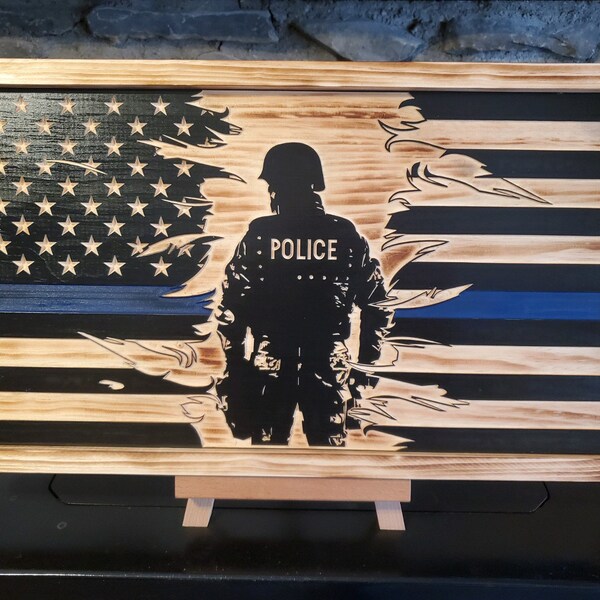 Wooden Thin Blue Line Flag - Etsy