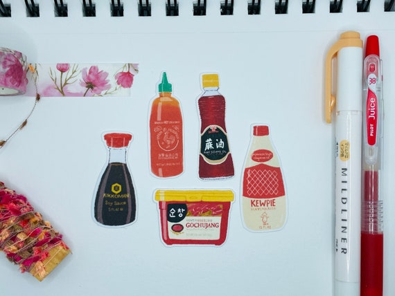 Asian Sauces Sticker Set Gochujang Kewpie Mayo Kikkoman | Etsy