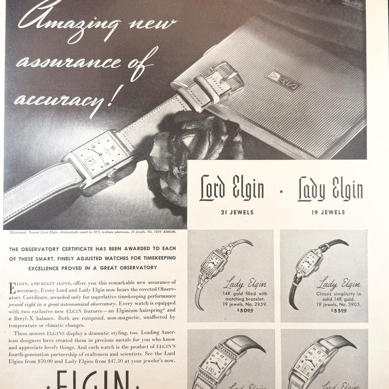 Vintage Lord Elgin Watches - Etsy