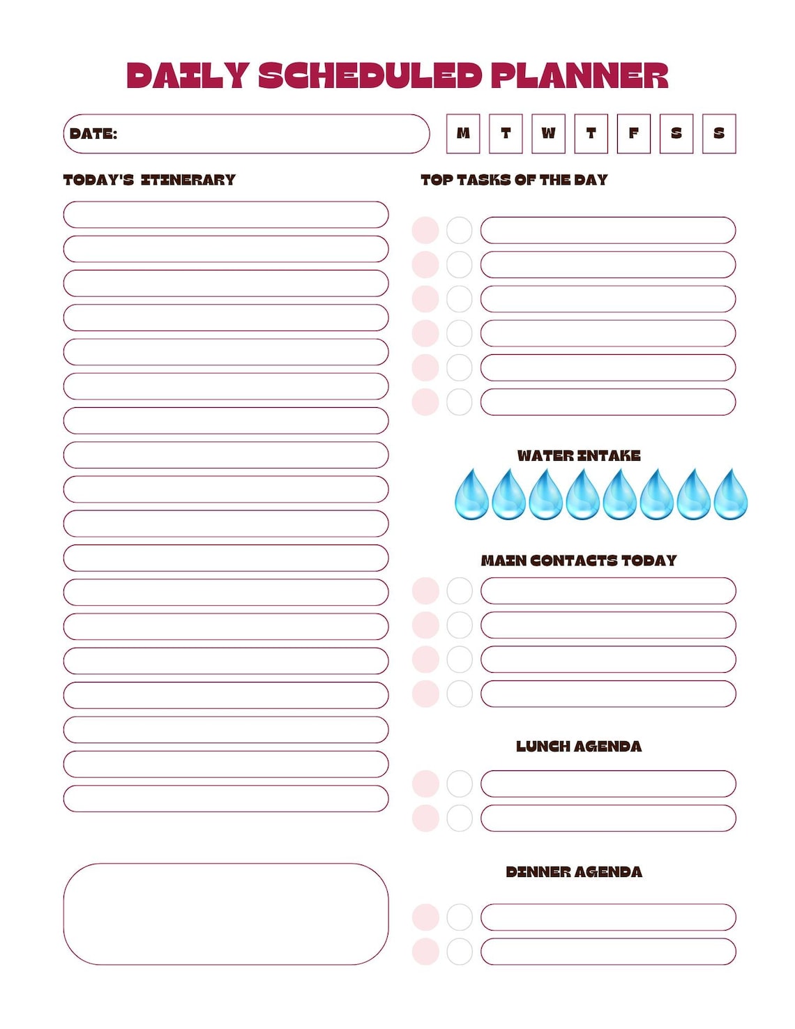 Daily Schedule Planner Printable, Productivity Planner, Daily Organizer ...