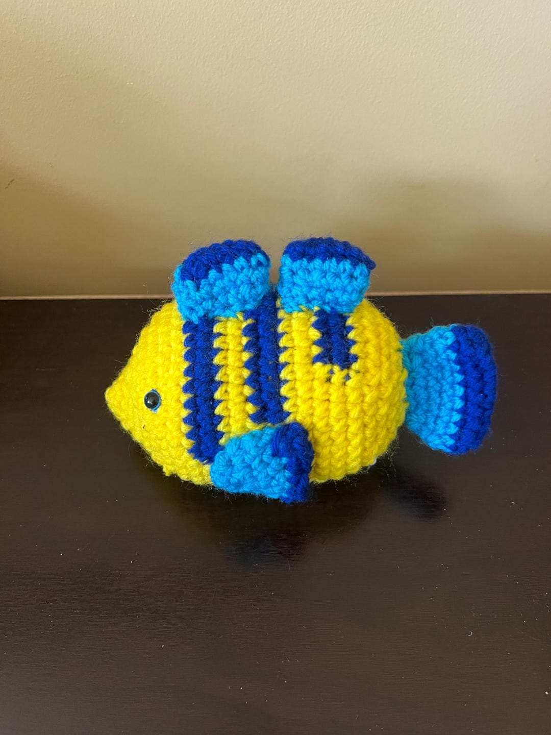 Handmade Crochet Trout – Yellow & Blue Amigurumi Fish Plush - Etsy