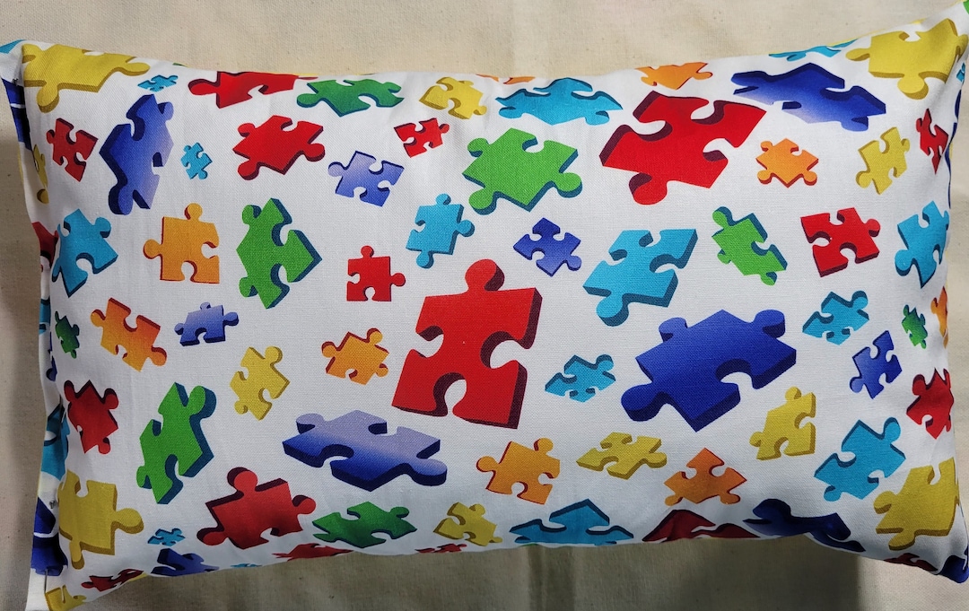 Autism/ Puzzle Pieces/ Rainbow Colors/ Multi Colored Pillows With ...