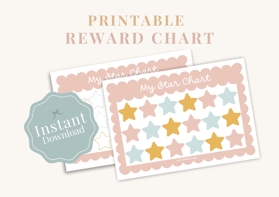 Printable Star Reward Chart Instant Digital Download Potty Training ...
