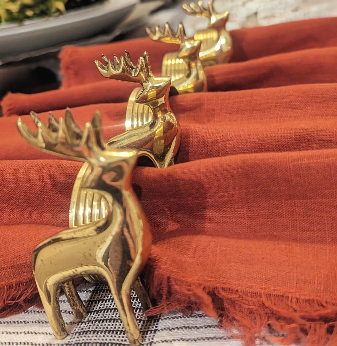 Brass Reindeer Napkins Holders Christmas Table Decor - Etsy