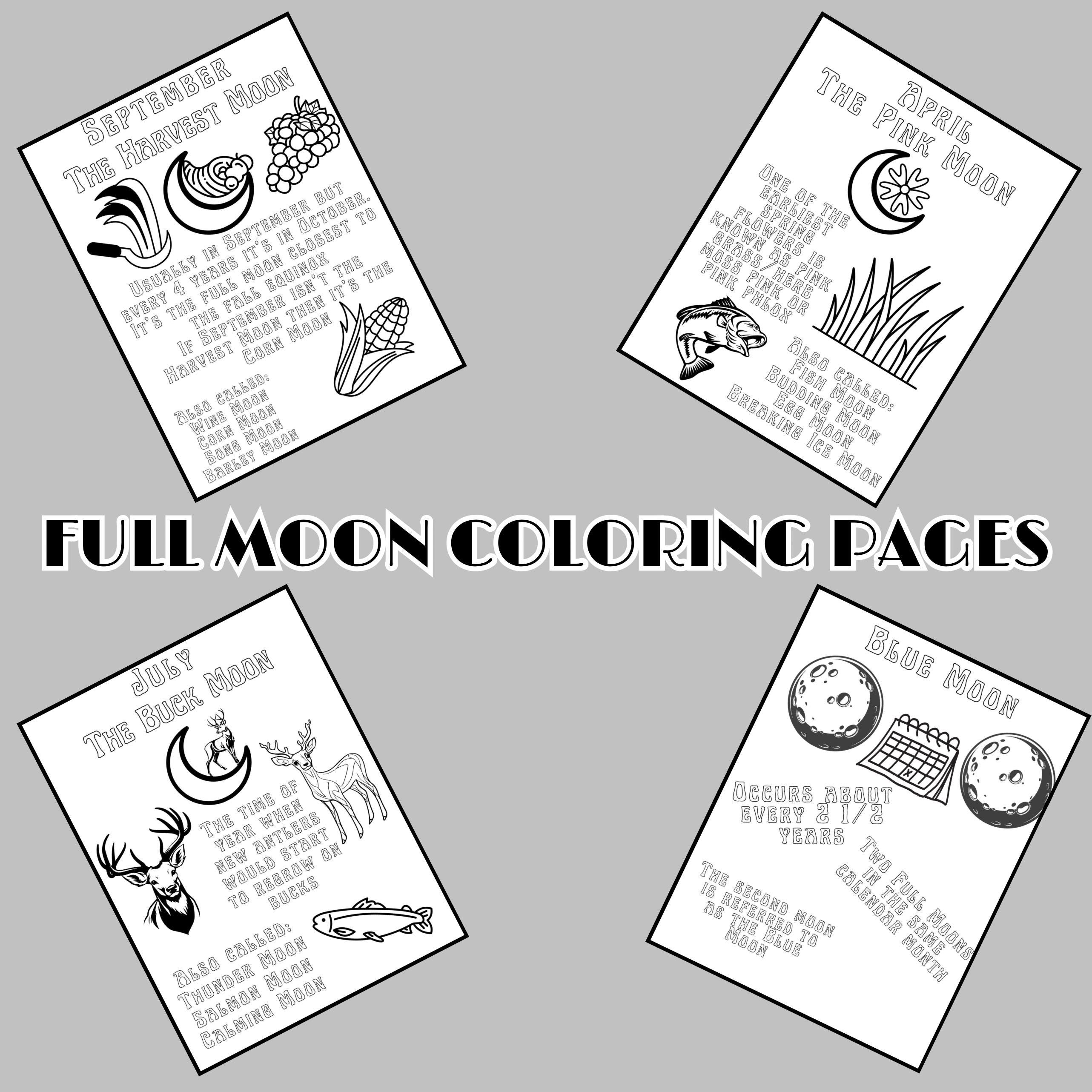 Full Moon Coloring Pages | Printable Pages to Learn About the Names of ...