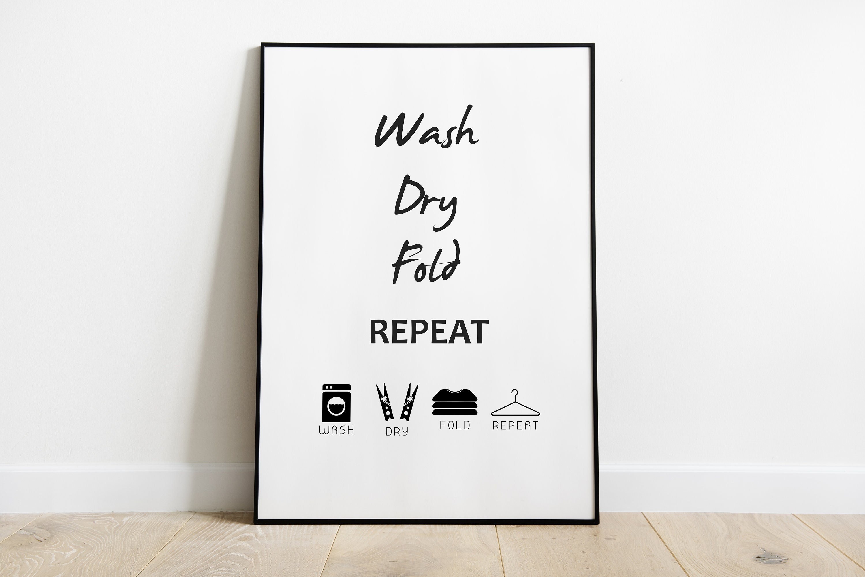 Wash Dry Fold and Repeat Laundry Sign Printable Art Laundry - Etsy