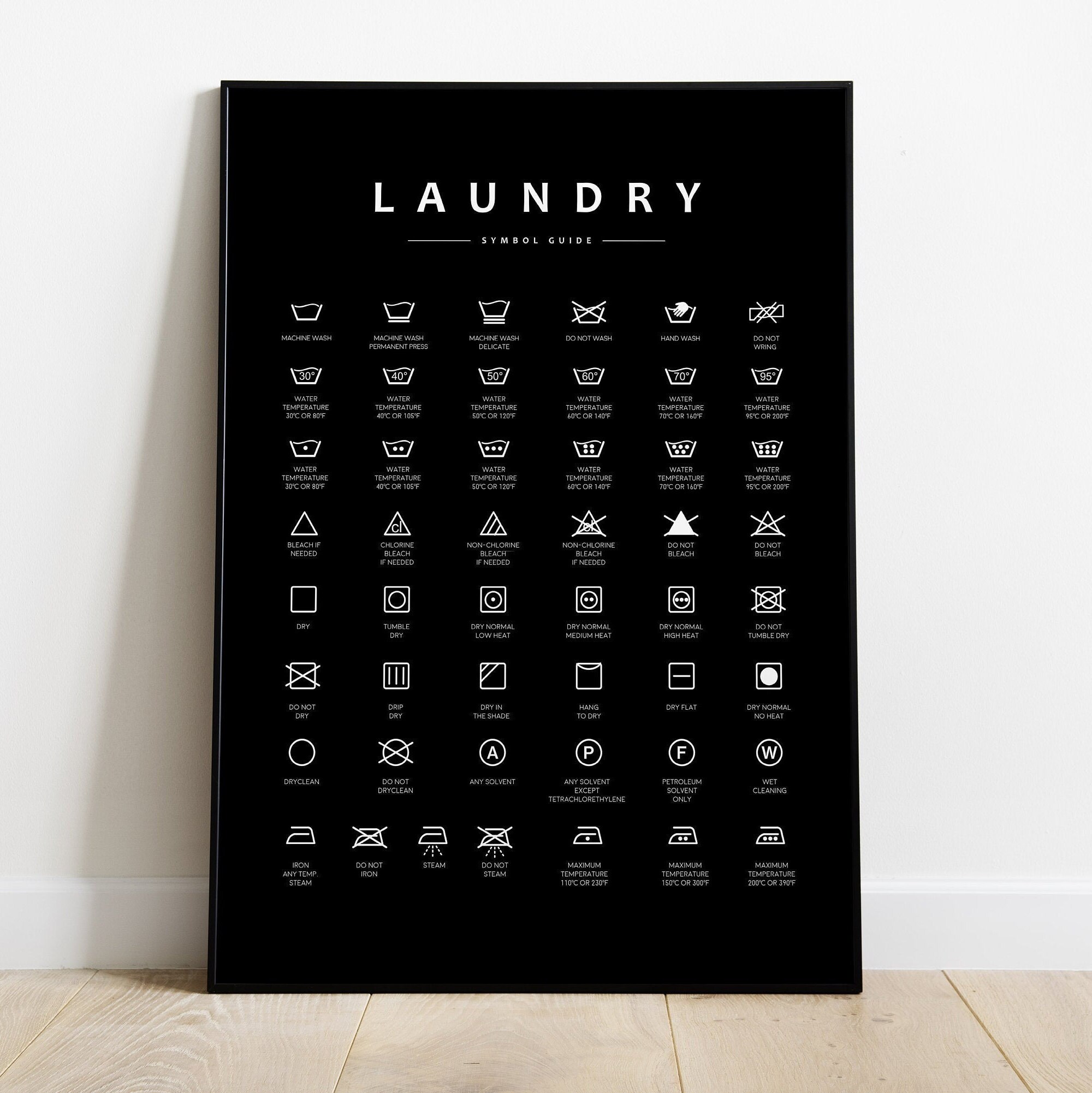 Laundry Sign Symbol With Stain Removal Guide Care Instruction - Etsy