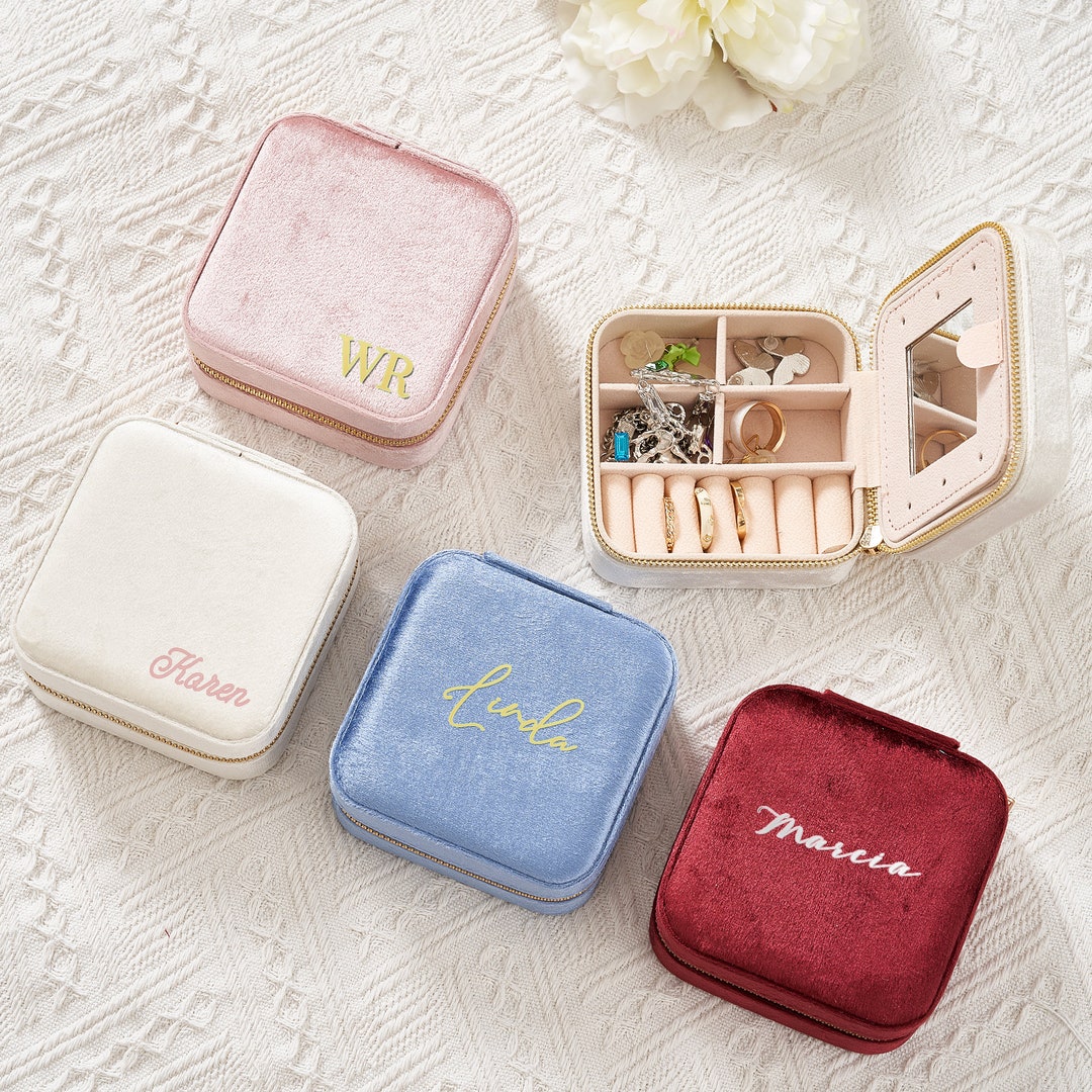 Custom Velvet Jewellery Box,bridesmaid Gift,wedding Favors,custom ...