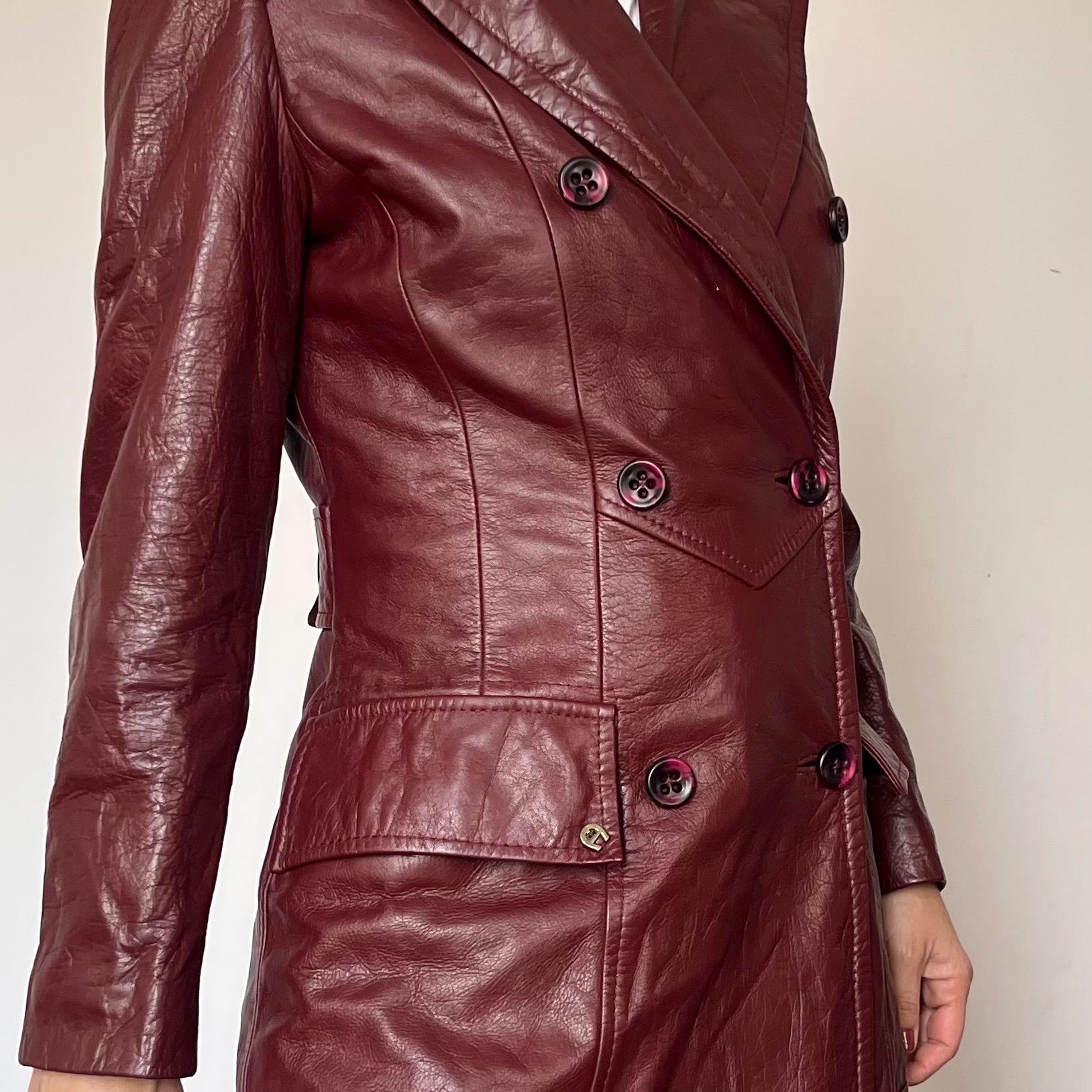 Vintage Etienne Aigner Leather Trench Coat: 1970s Burgundy Overcoat ...