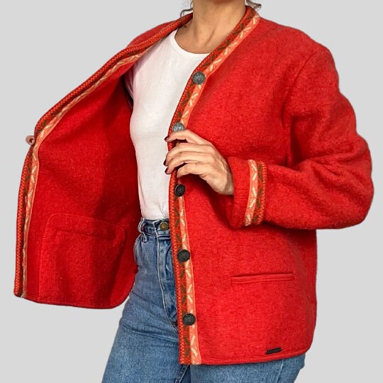 Vintage Woman Coral Wool Blazer Coat by GIESSWEIN Austrian - Etsy