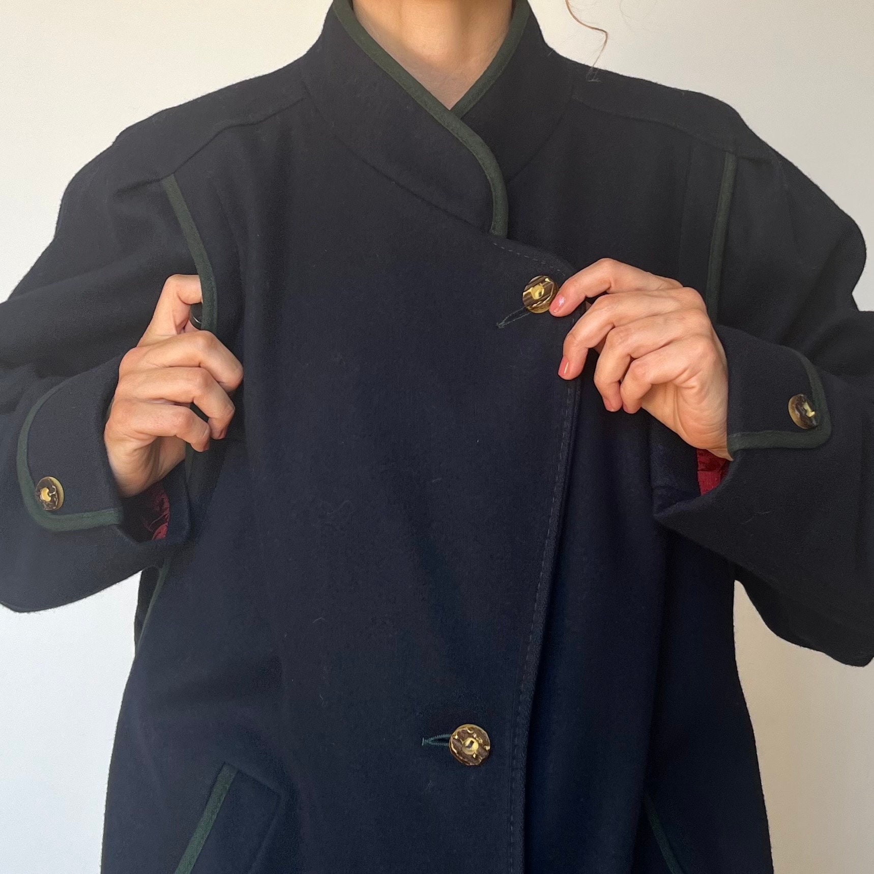 Vintage Woman Bavarian Wool Long Coat Original Bayerischer Loden Blue ...