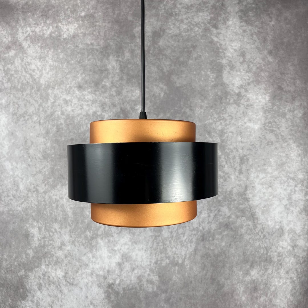 Vintage Jo Hammerborg Juno Pendant Lamp: Danish Modern Copper & Black ...