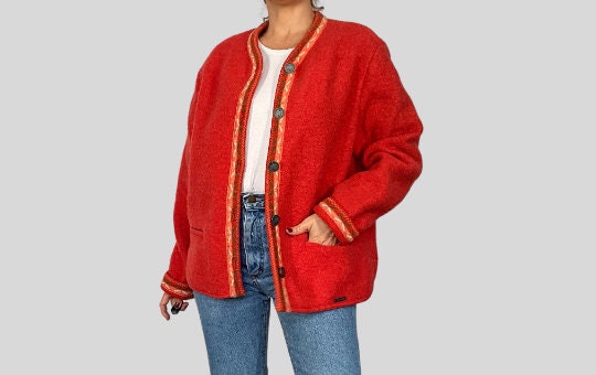 Vintage Woman Coral Wool Blazer Coat by GIESSWEIN Austrian - Etsy