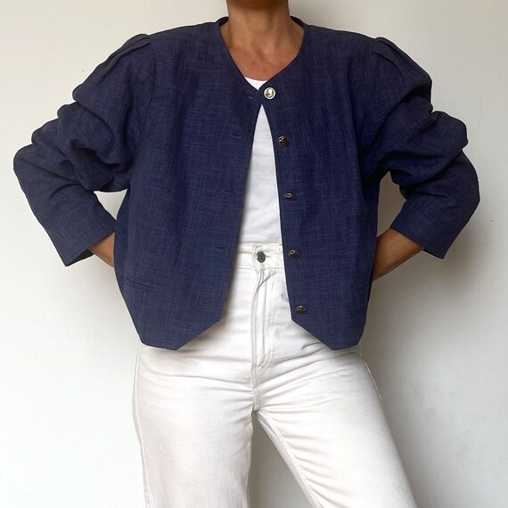 Vintage Woman wool Folk light Jacket by Meico - Purpl… - Gem
