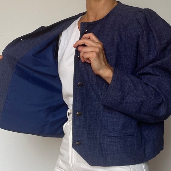 Vintage Woman wool Folk light Jacket by Meico - Purpl… - Gem