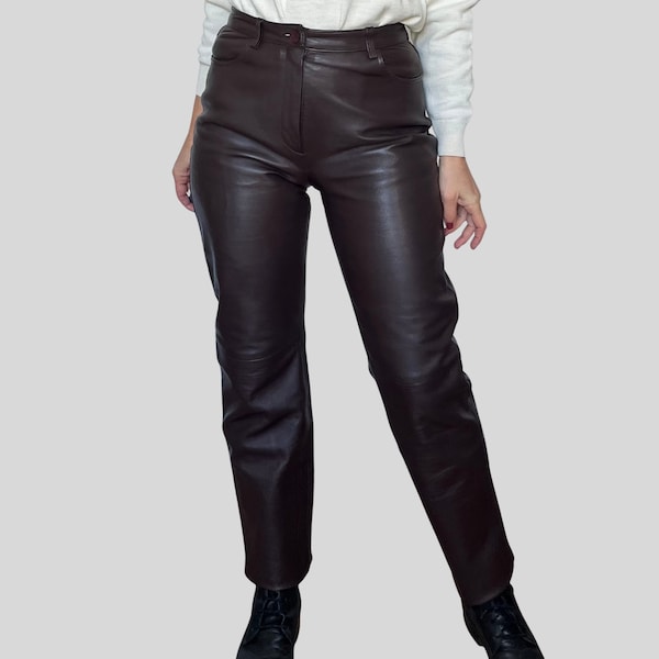 Brown Leather Pants Etsy