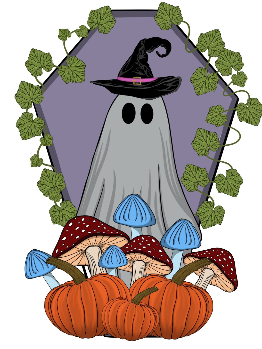 Spooky Scary Mushroom Ghost Art Print Digital Download - Etsy
