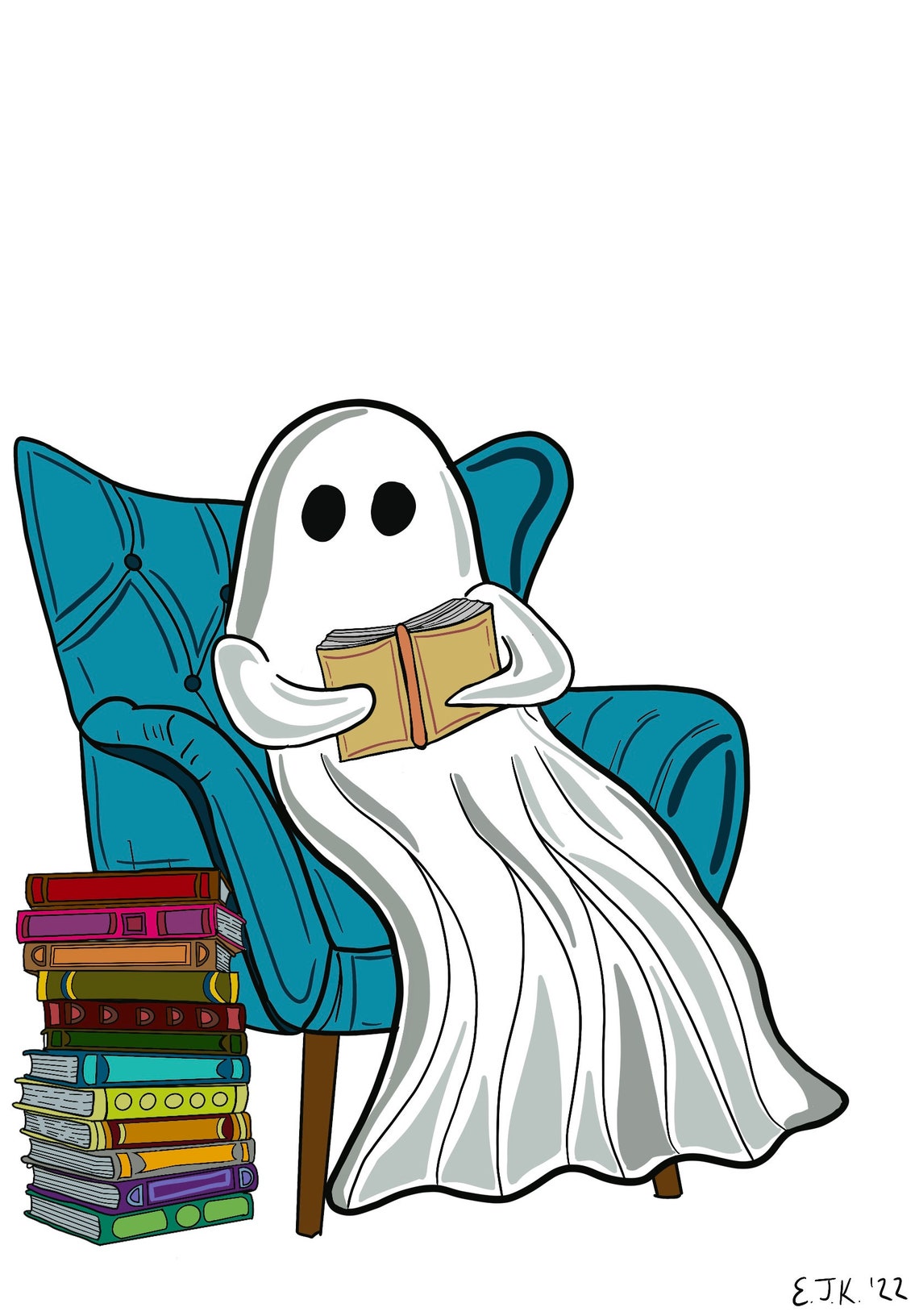 Ghost Reading Art Print Digital Download - Etsy