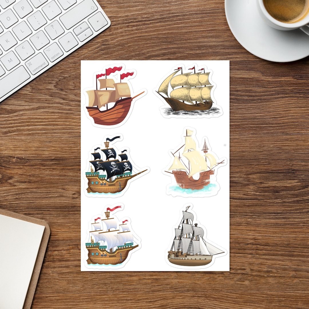 Vintage Ship Stickers, Pirate Ship Stickers, Sailing Ships, Battle ...