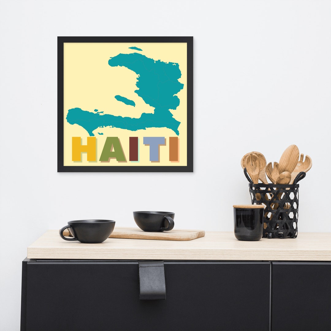 Retro Haiti Frame, Vintage Haitian Map Decoration, Haiti Wall Art ...