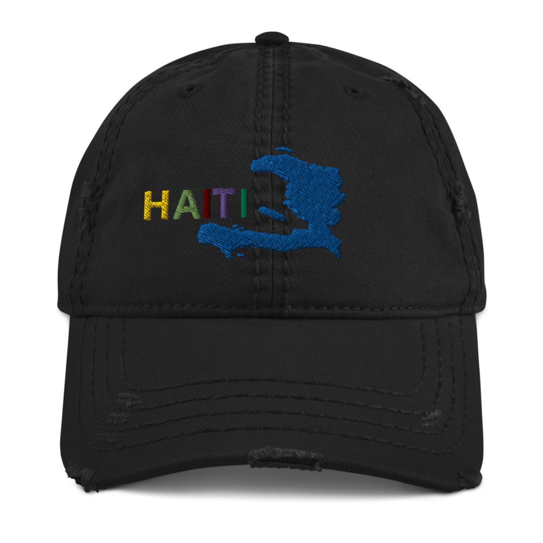Haiti Map Hat, Haitian Map Distressed Hat, Haiti Retro Dad Hat, Map of ...