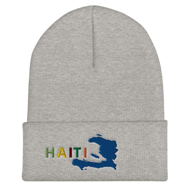HAITI Cuffed Beanie, Haitian Map Beanie Hat, Map of Haiti Beanie Hat ...
