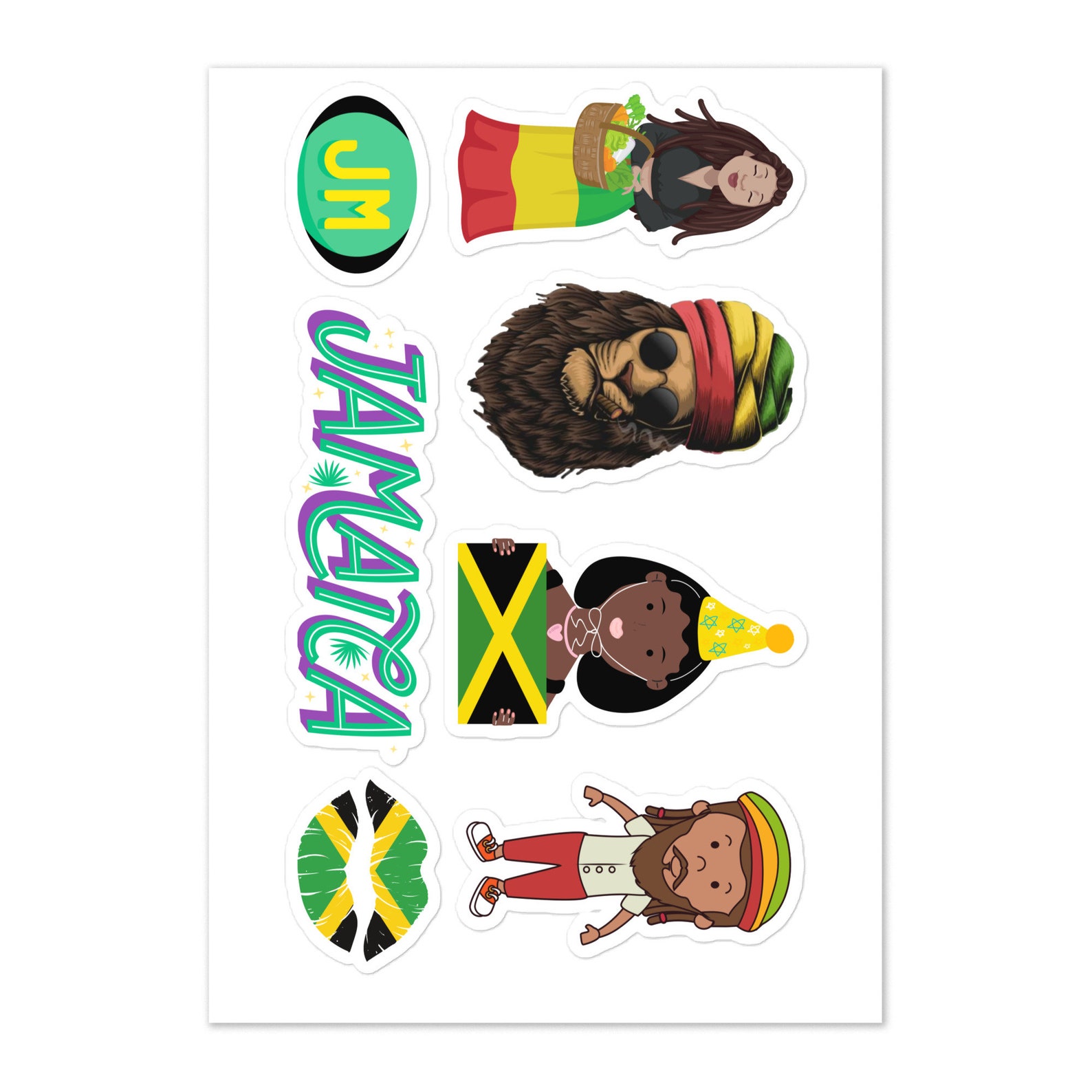 Jamaica Sticker Pack, Jamaican Pride Stickers, Jamaica Vinyl Stickers ...