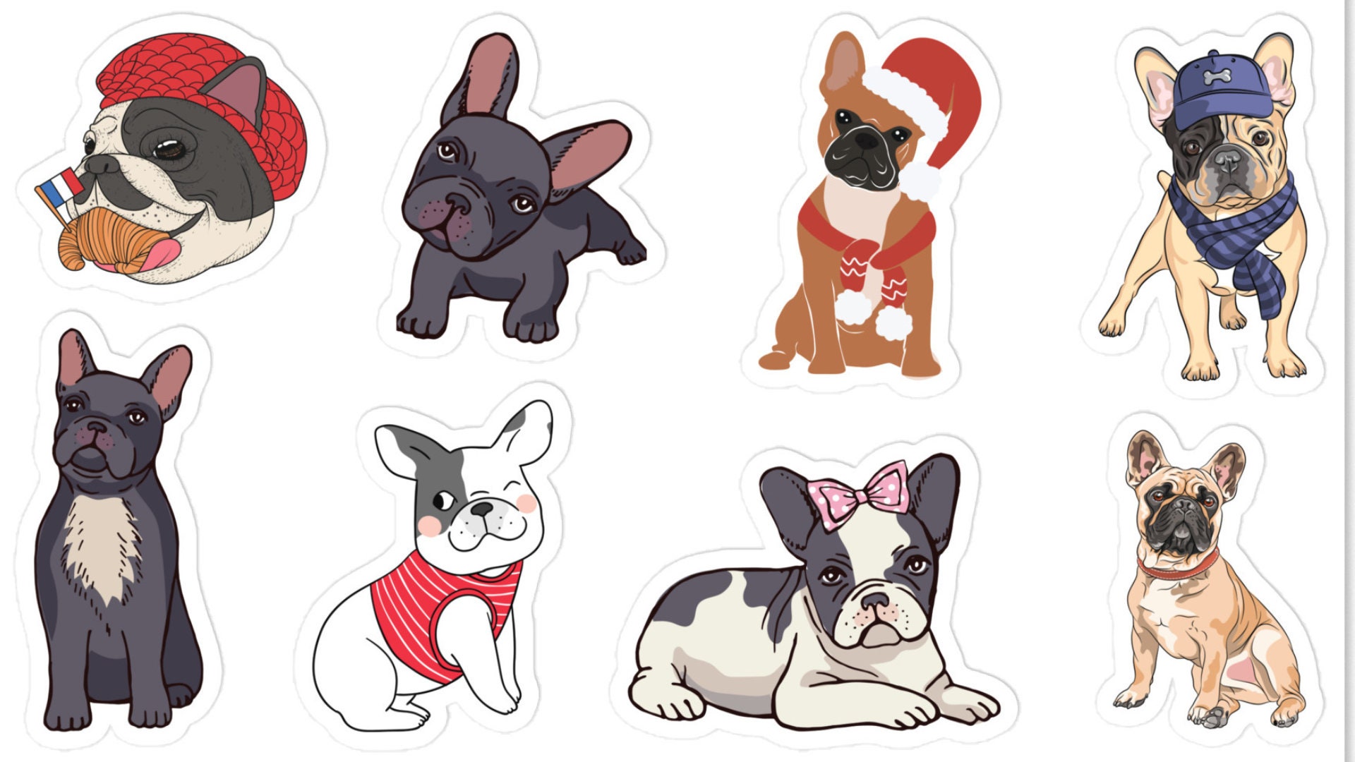 8 French Bulldog Stickers, Frenchie Sticker Pack, Frenchie Dad Stickers ...