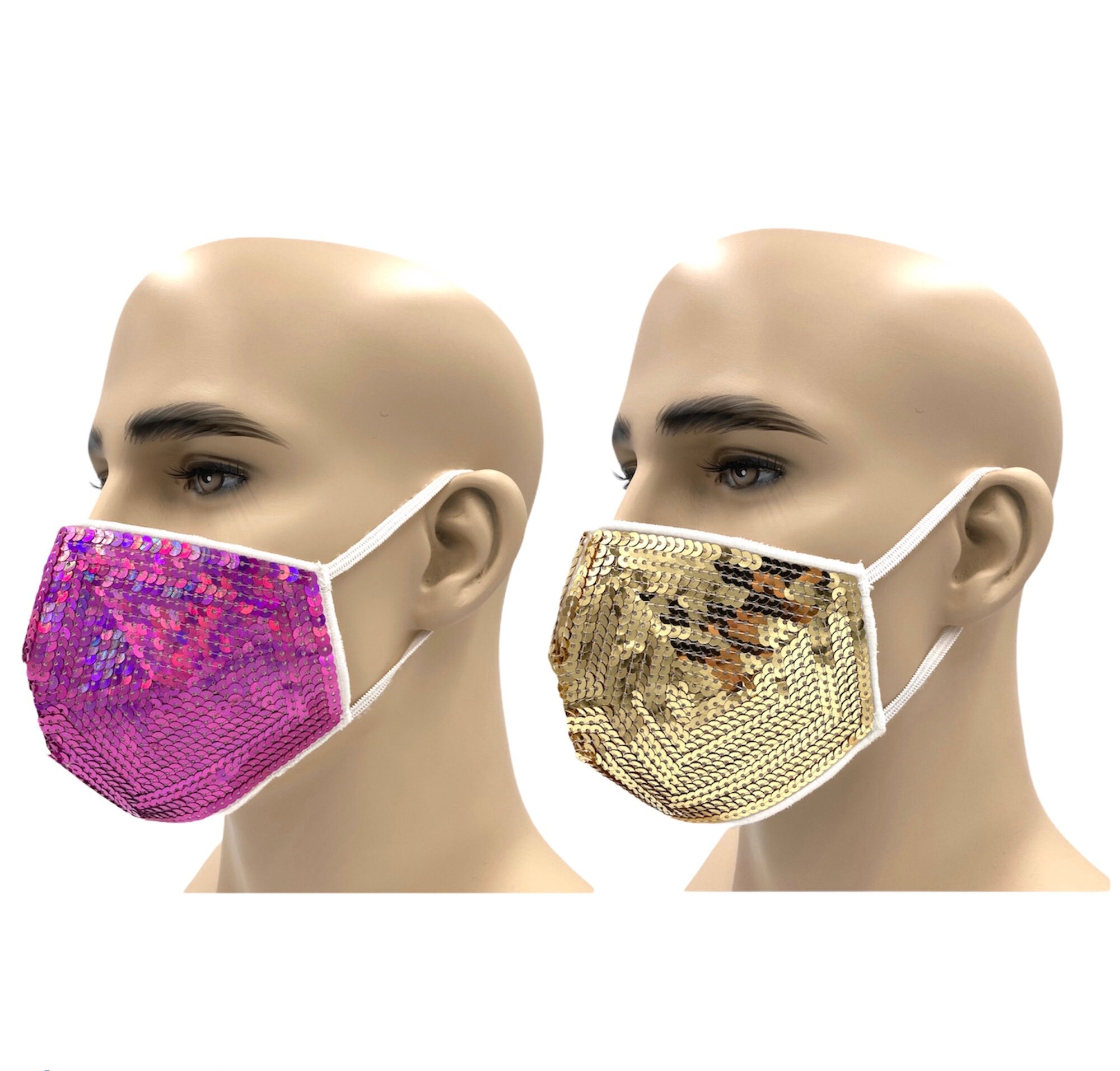 Reusable Sequin Face Masks for Adults Certified Cotton Triple Layer ...