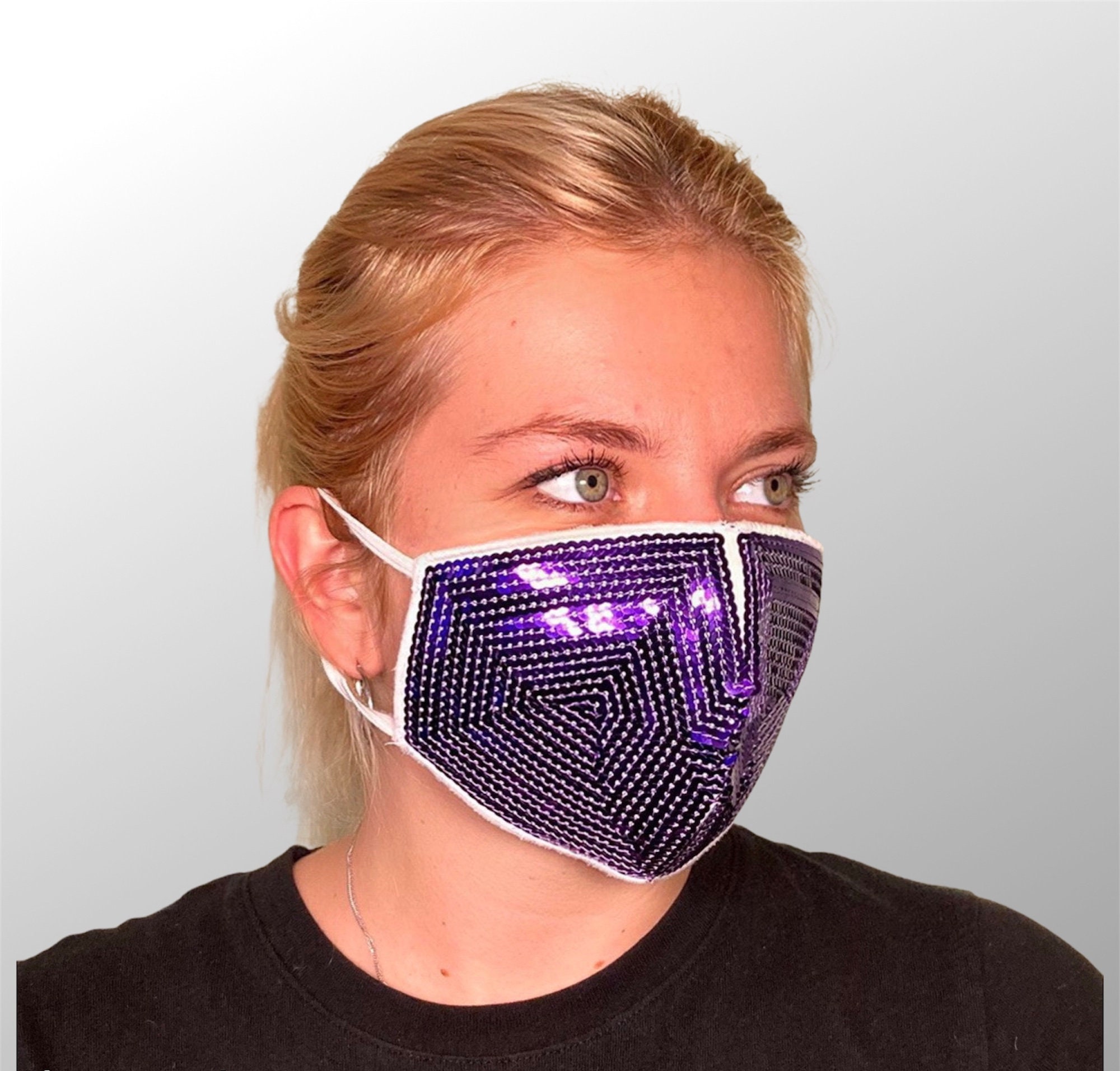 Reusable Sequin Face Masks for Adults Certified Cotton Triple Layer ...