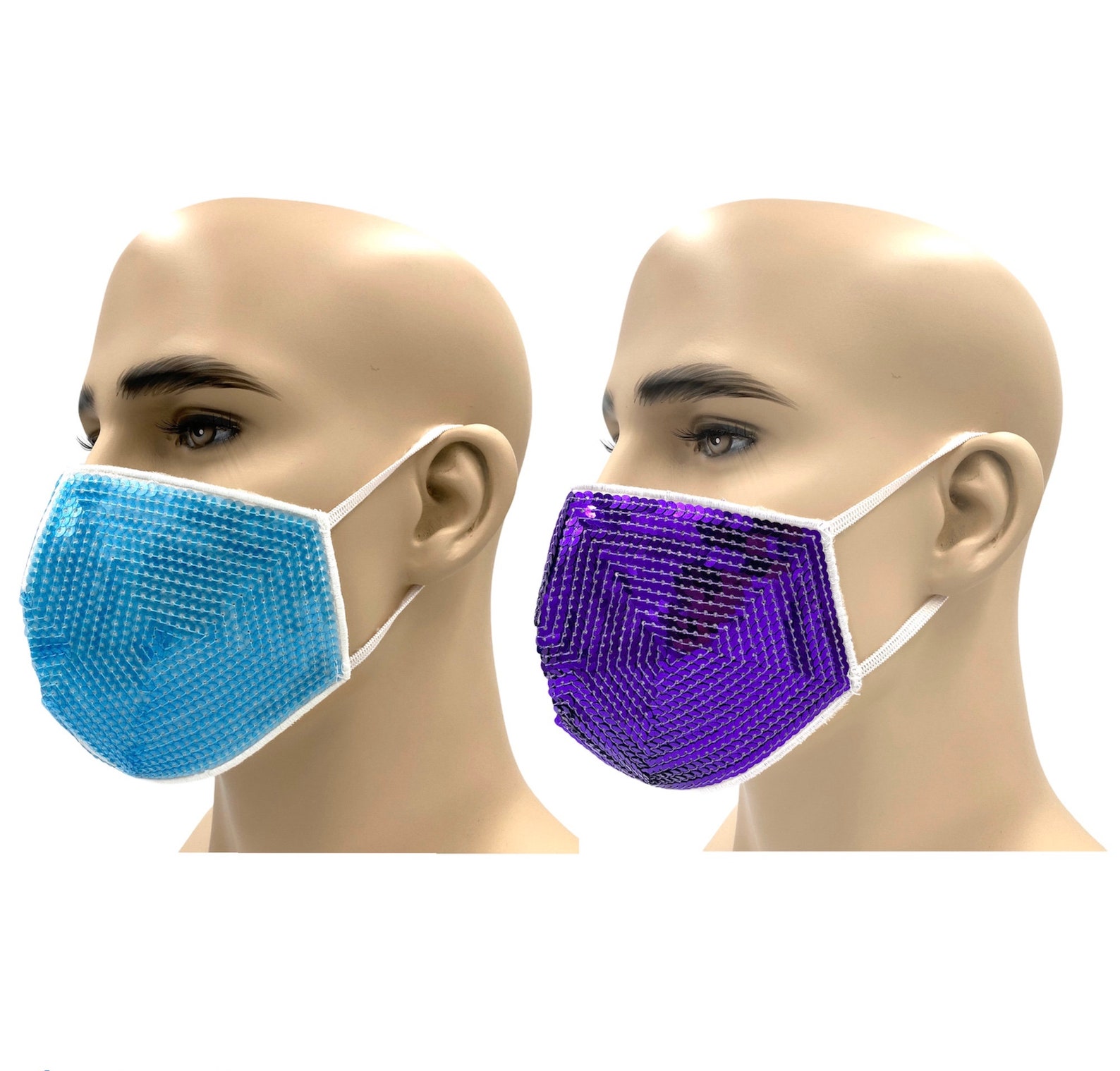 Reusable Sequin Face Masks for Adults - Certified Cotton Triple Layer ...