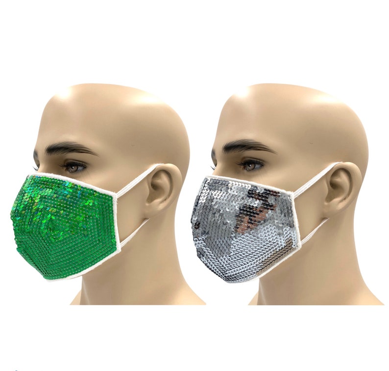 Reusable Sequin Face Masks for Adults - Certified Cotton Triple Layer ...