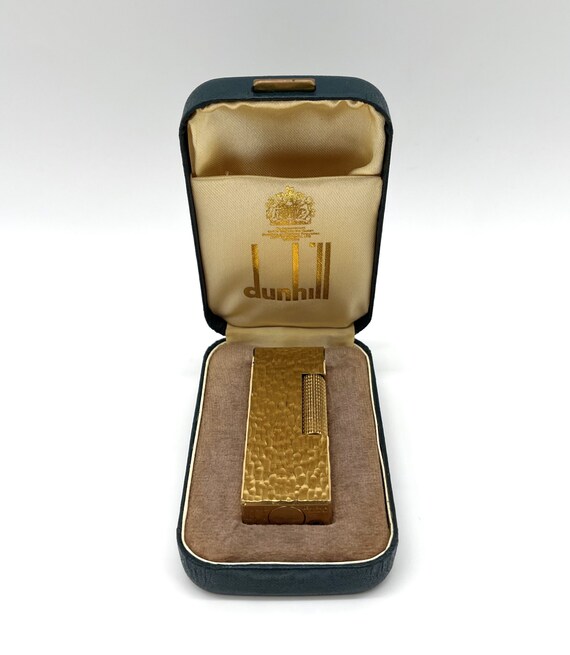 DUNHILL Rollagas Gold Plated Bark Vintage Collectors Lighter with Original Box Etsy