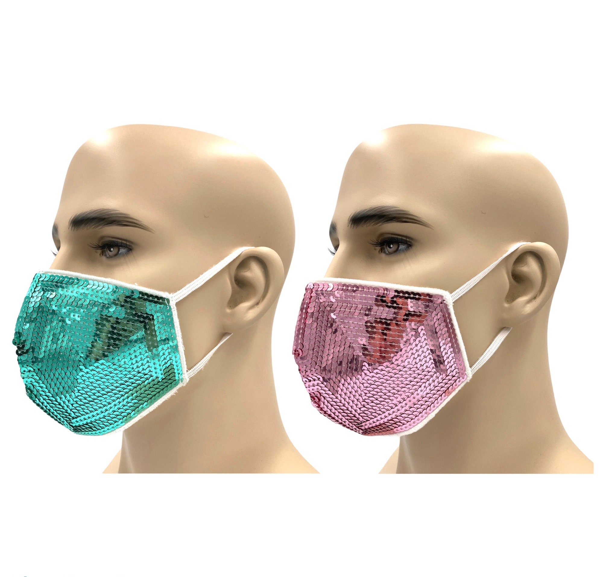 Reusable Sequin Face Masks for Adults Certified Cotton Triple Layer ...