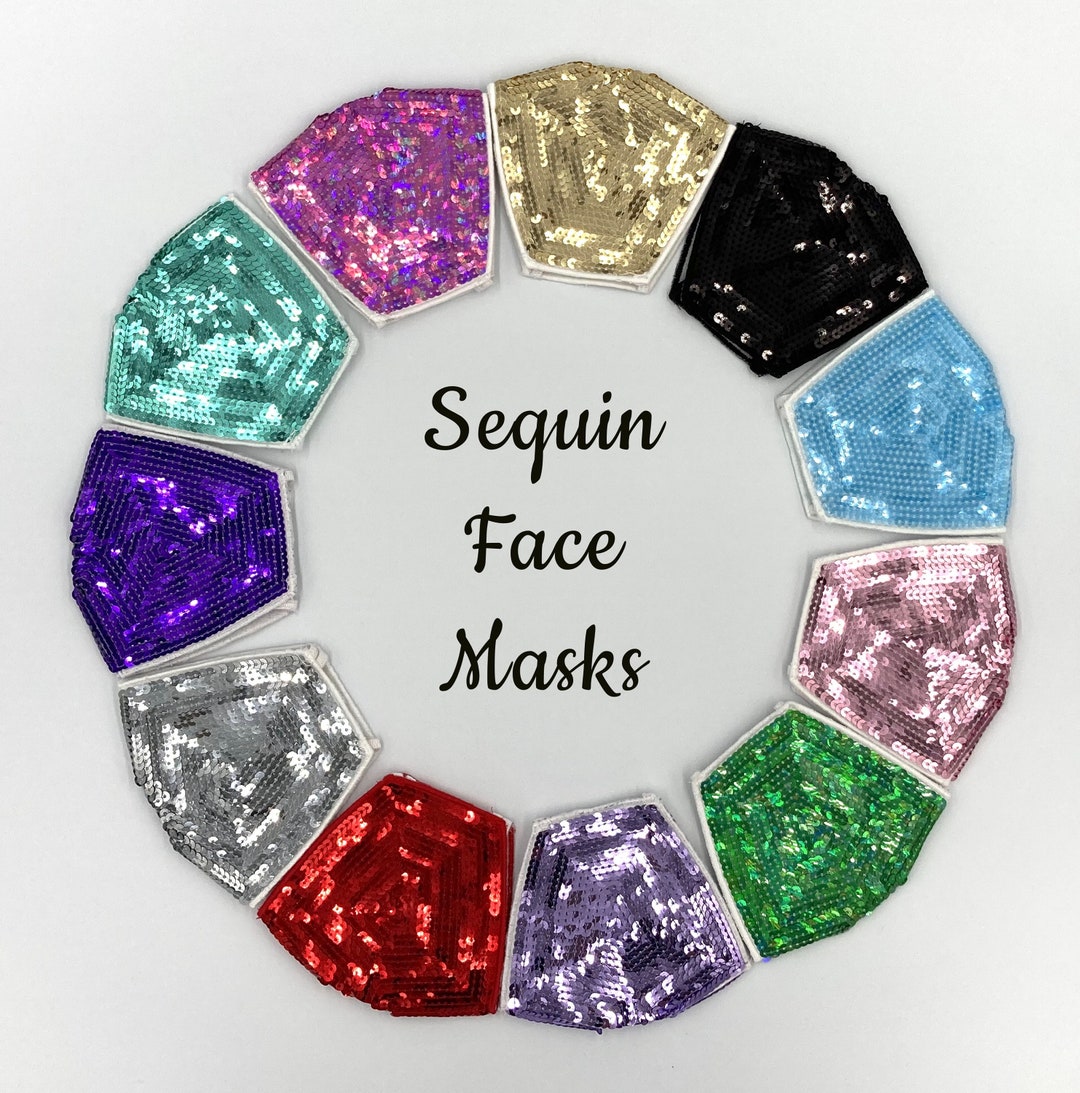Reusable Sequin Face Masks for Adults - Certified Cotton Triple Layer ...