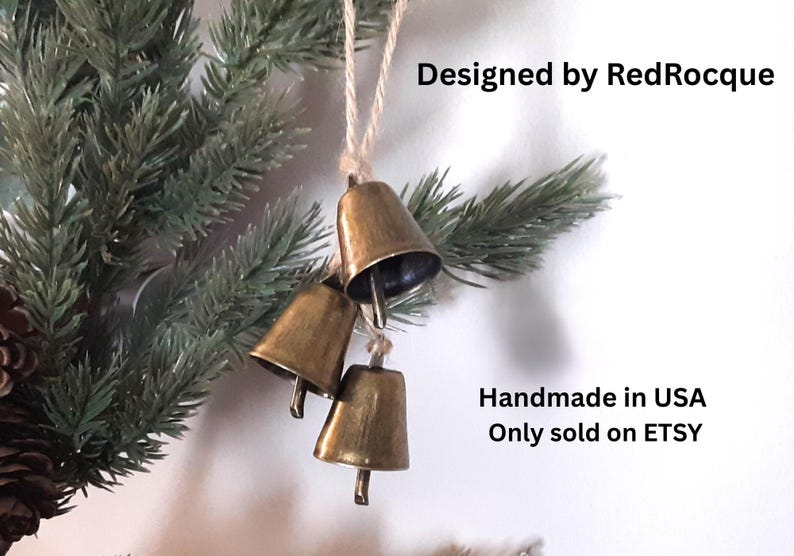 Christmas Bell Ornament, Vintage Cow Bells, Gift Topper, Holiday ...