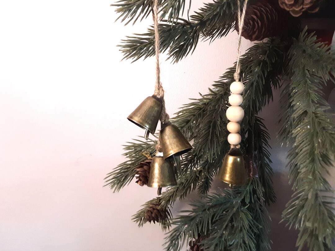 Christmas Bell Ornament, Vintage Cow Bells, Gift Topper, Holiday ...