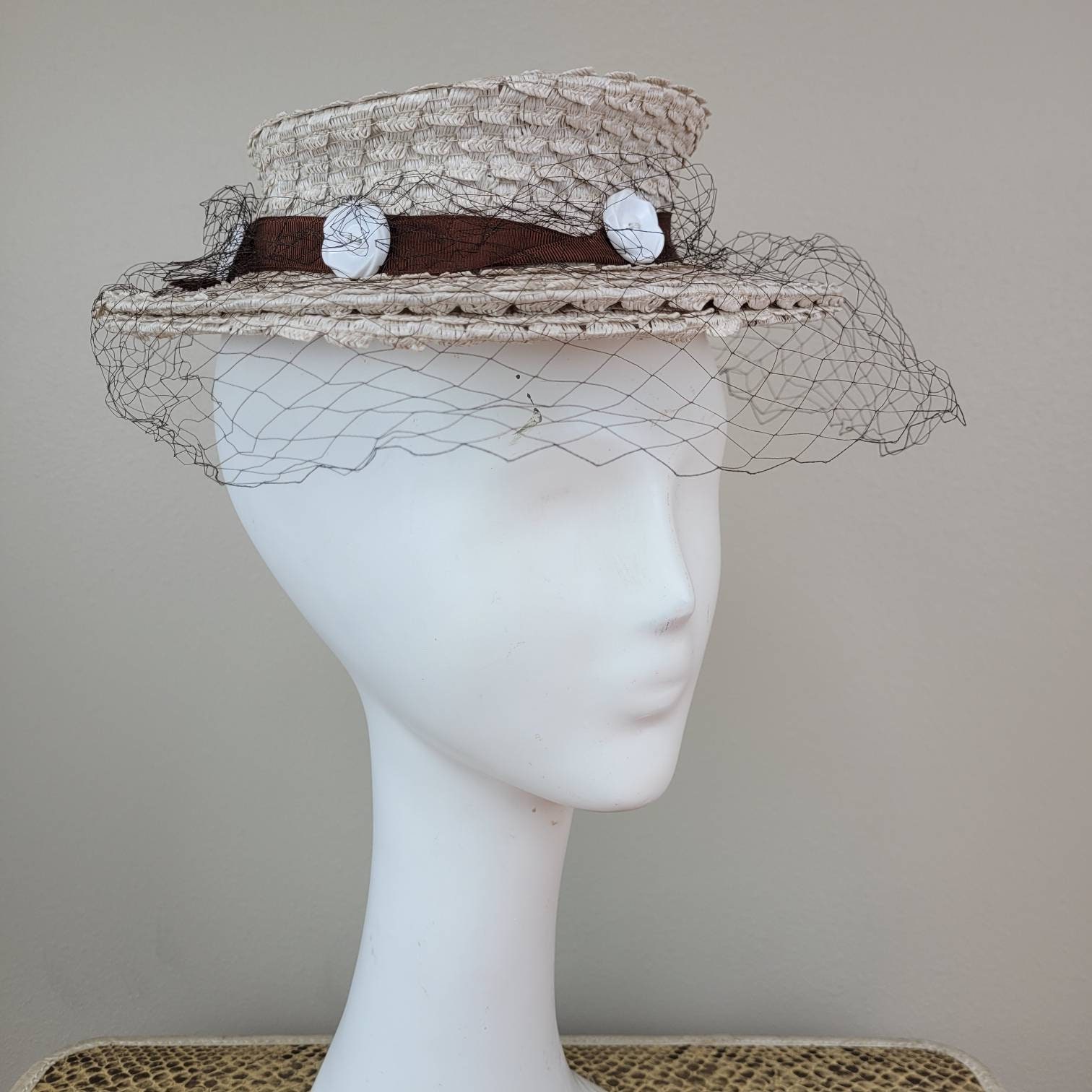 1930s Sweet Boater Style Hat W Netting - Etsy