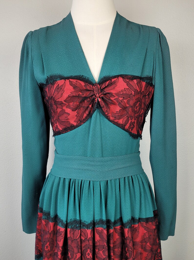 1940s Incredible Lace and Crepe VFW Dance Hall Dress - Etsy