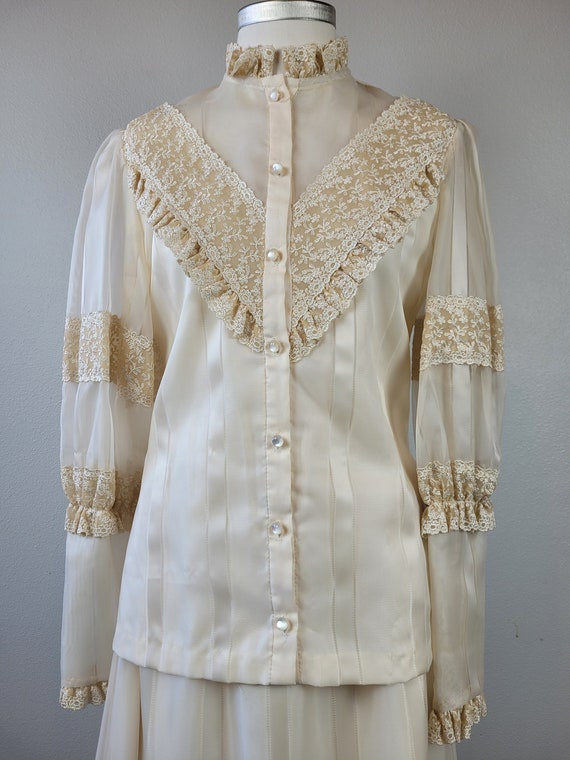 1970s 'Joy Stevens' Boho Cottage Core Maxi Skirt and … - Gem