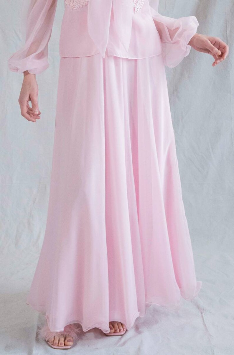 1970s 'lillie Ruben' Pale Pink Chiffon Maxi Skirt Set - Etsy